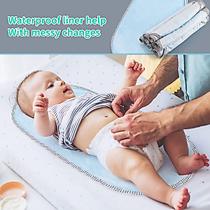 Waterproof Changing Pad Liners 6 Packs，Washable Reusable Changing Pad Liners,Portable Soft Baby Changing Table Liners for Boys Girls,23.6"x 11.8"Blue