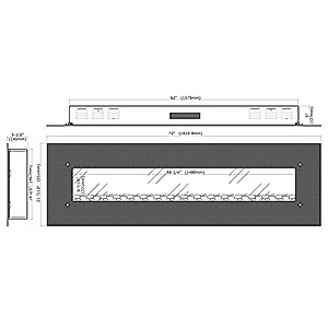 IGNIS Royal 72 inch Wall Mount Electric Fireplace with Logs c SA us Certified (Could be recessed with no Heat)