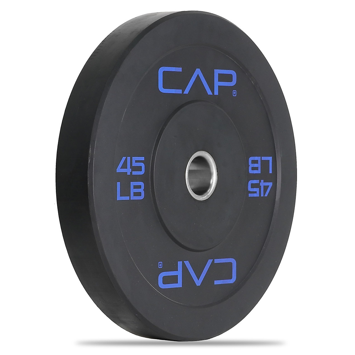 CAP Barbell Budget Olympic Bumper Plate with Blue Logo, Black, 45 lb Single