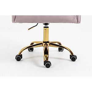 ZOBIDO Comfy Home Office Task Chair with Wheels, Cute Modern Upholstered Velvet Seashell Back Adjustable Swivel Vanity Desk Chair, for Women, for Girls, Living Room, Bedroom(Lilac Purple)