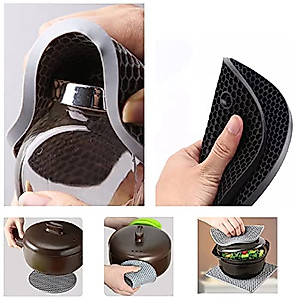 Silicone Trivet Mats, Pot Pads Silicone Pot Holders for Hot Pan Heat Resistant and Anti Slip, Easy to wash and Dry, 8 Pack Black & Gray(4 Squared + 4 Round Mats)