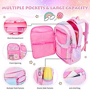 Backpacks for Girls School Cute Kids Backpack Bookbags with Insulated Lunch Box Set for School Elementary girl, Tie Dye School Bag with Laptop Compartments 16*11.5*7.5, Galaxy Pink