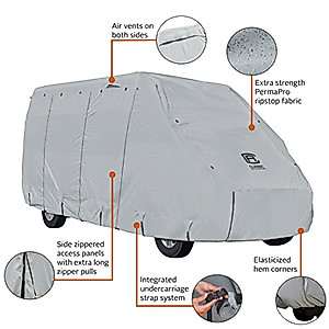 Classic Accessories Over Drive PermaPRO Class B RV Cover, Fits 20'-23' RVs, Motorhome Trailer Camper Van, Heavy-Duty Vinyl, Universal Fit, Polyester, Camper Travel Trailer Accessories , Grey