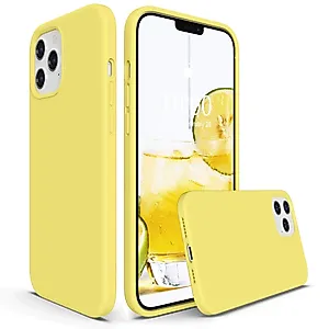 SURPHY Designed for iPhone 12 Pro Max Case 6.7 inches, Liquid Silicone Phone Case (with Microfiber Lining) for iPhone 12 Pro Max 2020, Yellow