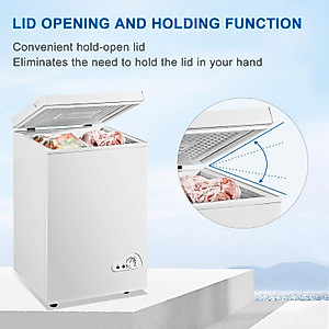 AXUTL Deep Freezer Mini 2.5 Cu.ft Small Chest Freezer RV Portable Freezer White 100-120V AC for Apartment Garage Kitchen Dorm Vehicle Truck Boat Travel Outdoor