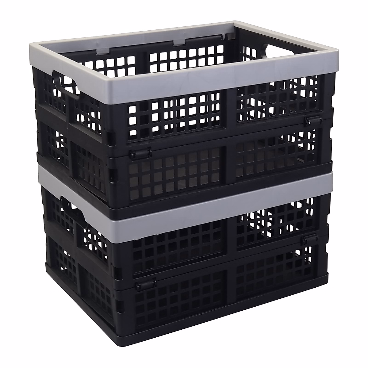 CadineUS 2 Packs 15 Liter Folding Crates, Plastic Collapsible Storage Basket, F