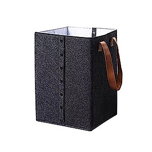 RuiYBuTi, Laundry Basket, Storage Bins Laundry Hamper Bag with Handle for Bedroom Laundry Room, Collapsible Felt Toy Storage Organizer Room Decor, Black