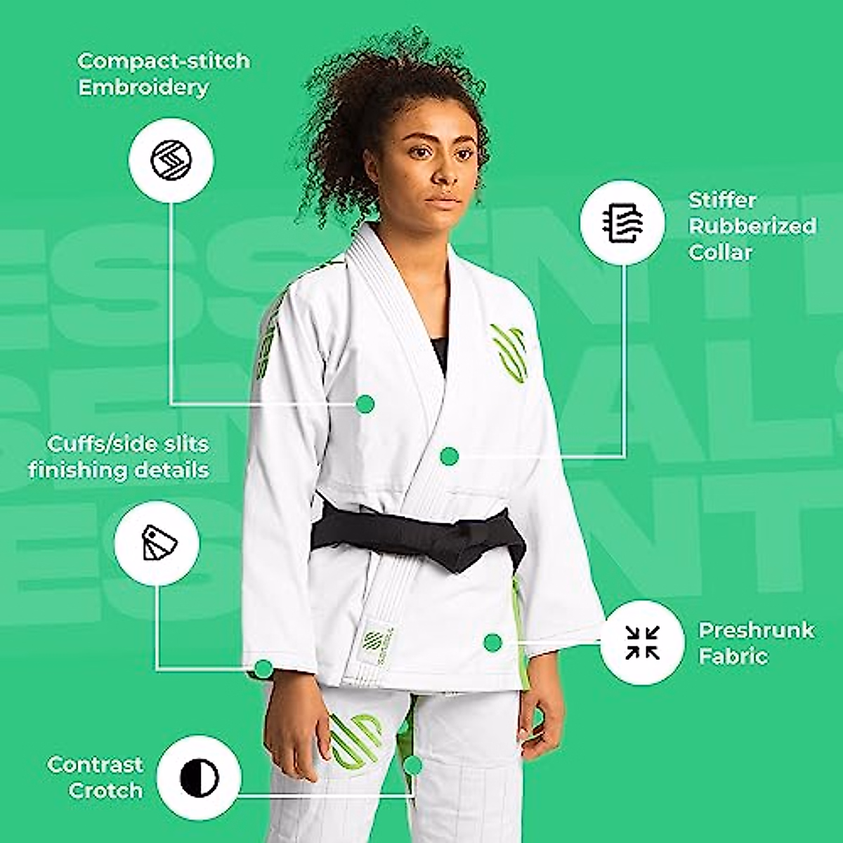 Sanabul Essential BJJ Gi for Women Brazilian Jiu Jitsu Gi for Women Lightweight Preshrunk Fabric - White, W4