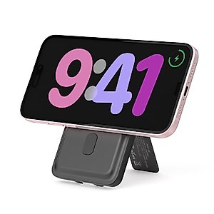 iWALK MAG-X Magnetic Wireless Power Bank with Stand, 5000mAh Portable Charger with USB-C Port & LED Display, Ergonomic Grip Design Battery Pack Compatible with iPhone 15/14/13/12 Series,For iOS17 Mode