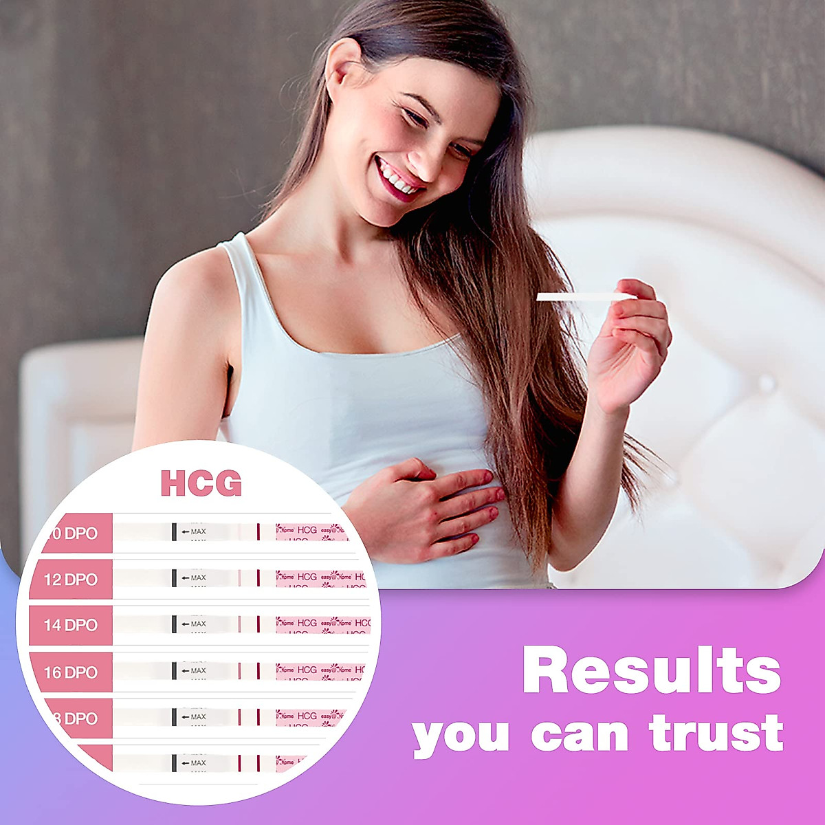 Easy@Home Pregnancy Test Strips Kit: 20-Pack HCG Test Strips, Early Detection Home Pregnancy Test