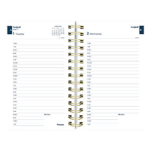 Blueline Essential Academic Daily/Monthly Planner, August 2023 to July 2024, Gold Twin-Wire Binding, Poly Cover, 8" x 5", Blossom Design, Yellow (CA214PG.02-24)