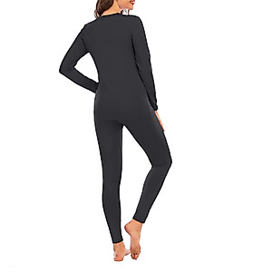 Thermal Underwear for Women Long Johns Set Base Layer Winter Clothes Snow Ski Thermals Sets Dark Gray Large