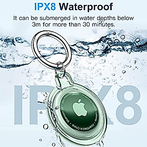 Adorve Airtag Holder, Waterproof Airtag Keychain, Apple Air Tag Case, 6 Pack Protective Airrtag Tracker Case with Key Ring for Dog Collar, Luggage, Keys, Kids, Clear/Pink/Purple/Blue/Gray/Pine Green