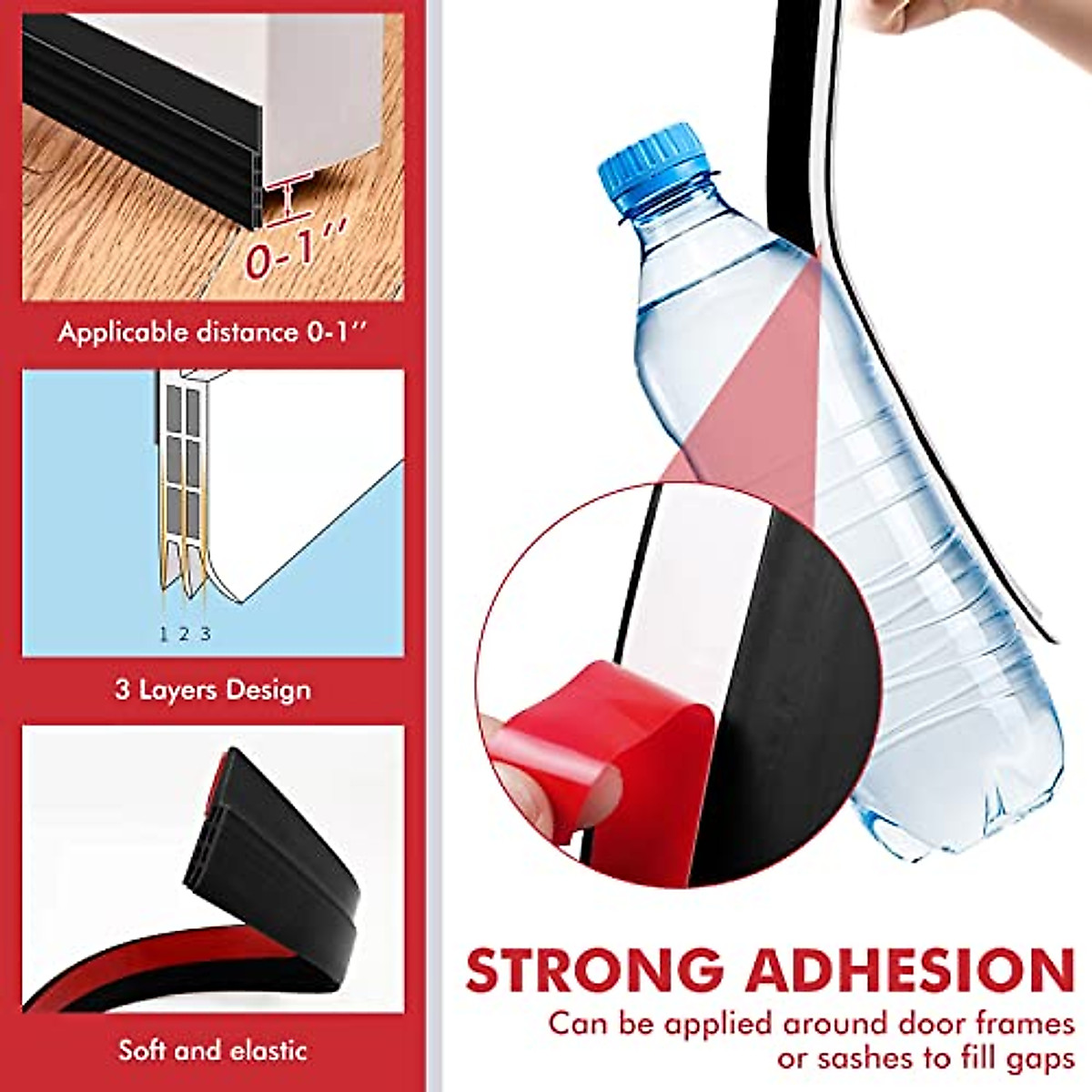 1PCS Door Draft Stopper,Door Sweep for Exterior & Interior Doors,Door Bottom Seal Dust and Noise Insulation Weather Stripping Draft Guard Insulator