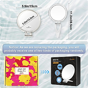 MIYADIVA 6In 20X Magnifying Mirror, Double Sided Travel Mirror, Foldable Hand Mirrors with Handle, Portable Mirror for Traveling, Gift for Women