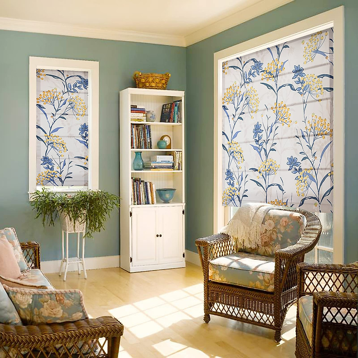 Artdix Roman Shades for Windows, Floral Blackout Cordless Roman Shades for Farmhouse, Doors, Kitchen Windows, Easy to Install