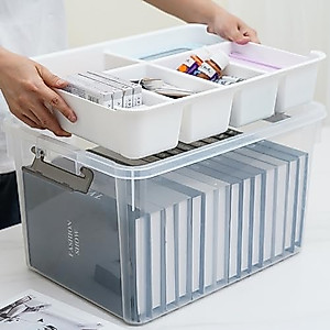 Citylife 32 QT Plastic Storage Bins with Removable Tray Large Stackable Storage Containers for Organizing Craft Storage and Storage Craft, Clothes, Files, Office Supplies, 4 Packs