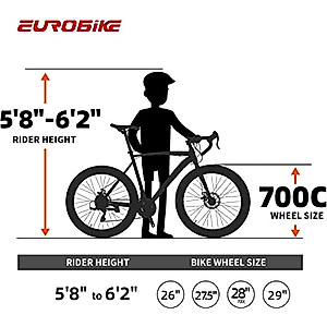EUROBIKE Road Bike,49CM/54Cm Mens/Womens 700C City Bicycle,21 Speed (49CM Frame Wheel 30)
