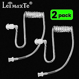 LEIMAXTE Acoustic Tube Earpiece Coil Tubes Replacement for Two Way Radio Headsets FBI Style Motorola Kenwood Walkie Talkie Earpieces【2 Pack】 with 2X Radio Earbuds