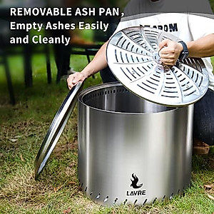 19" Smokeless Fire Pit,Portable Wood Burning Fireplace with Removable Ash Pan, Large Outdoor Firepit Stove for Backyard Patio Garden Picnic Camping Bonfire (Silver)