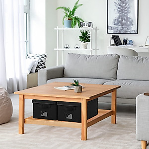 Graciadeco 22.8qt Closet Storage Boxes with Lids Black Folding Keepsake Storage Bins Stackable Flat Lidded Carboard Storage Contaner for Clothes Barbie Shoes, 2 Pack