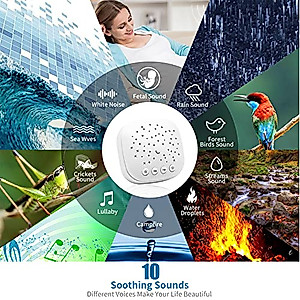 Portable Baby Sleep White Noise Sound Machine with Projector Star Starry Night Light,Kids Travel Soother Toddler Aid Music for Infant Gifts Shower,Car Rides,Stroller Walks,Door Handles,Baby Cribs