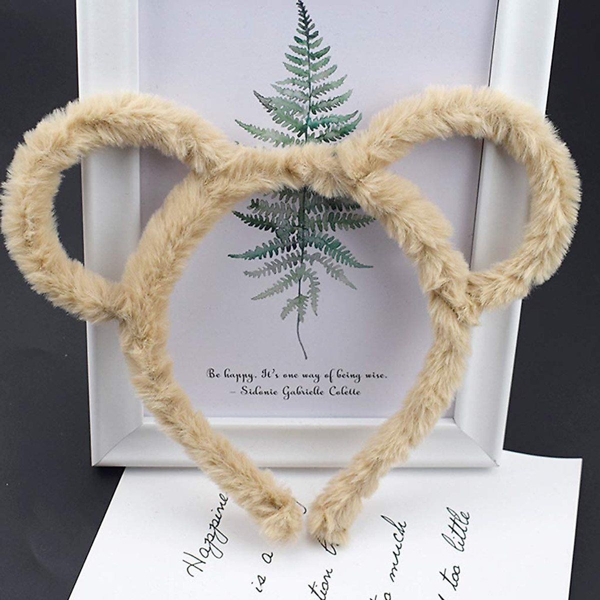 Kamonda Women Winter Thick Plush Headband Round Mouse Bear Ears Makeup Hair Hoop Bandana Hair Hoop Yellow