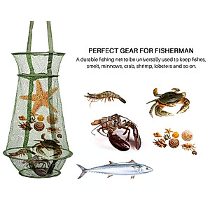 mouhike Collapsible Fish Basket Mesh Fish Trap Portable Fish Cage Foldable Fishing Keep Net for Keeping Fish Alive, Bait Storage Crayfish Crab Minnows Shrimps Lobsters