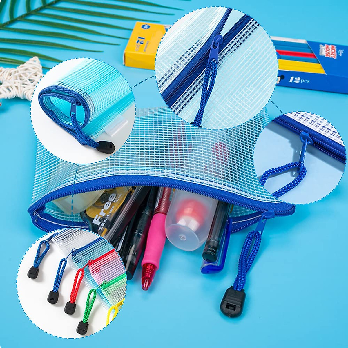 DoTebpa 25 Pcs 5 Colors Small Plastic Zip Document,Clear Plastic Pouch with Zipper for Receipt,Check,Pencil,Mini Tool