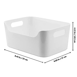 MUKLEI 6 Pack White Plastic Storage Bins, Pantry Organizer Storage Bins for Kitchen, Bathroom, Dormitory, Office