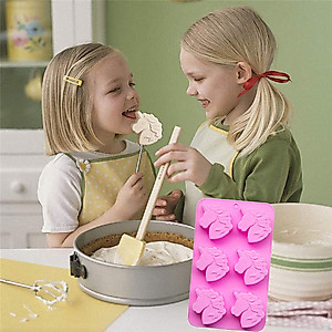 Fewo 6 Cavities Unicorn Head Cupcake Mold, Non-stick Unicorn Shaped Silicone Mould for Party Cakes Soaps Bath Bombs Jello Shots Kids' Baking Supplies