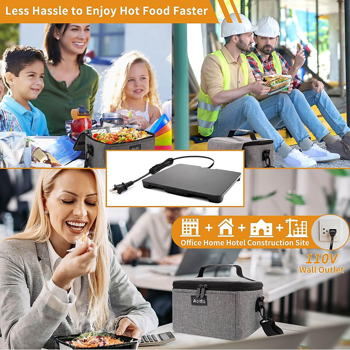Portable Oven | 110V Portable Food Warmer | Mini Portable Microwave Electric Heated Lunch Box for Cooking & Reheating Food in Office, Dorm, Hotel, Potlucks, Travel, Home | Aotto