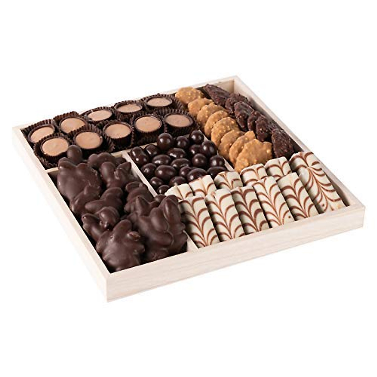 Wooden Tray with 5 Sections – 2 Pack Square Tray Chip and Dip Platter – Divided Serving Tray for Appetizers & Snacks – Veggie Platter - Food Trays for Party Montessori Wooden Trays - 10.5”x10.5”x1.22