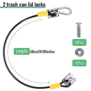 WXJ13 2 Pack Trash Can Lock Metal Outdoor Trash Can Lid Lock Animal Trash Can Lock Durable Steel Wire Rope for Prevent Garbage Spillage