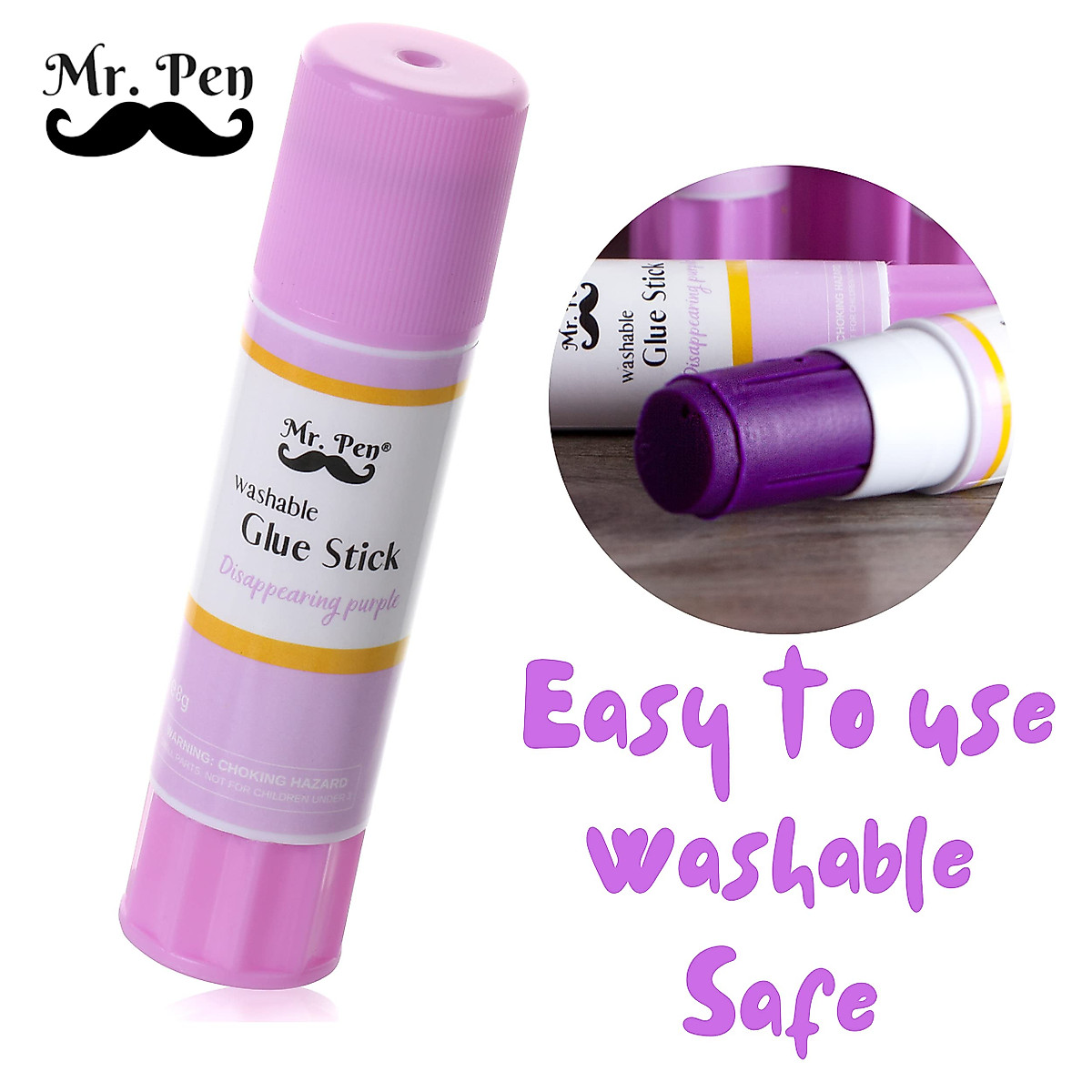Mr. Pen- Disappearing Purple Glue Sticks, 8 Pack, Washable, Glue Sticks, School Glue Sticks, Glue Sticks for Kids, Purple Glue Sticks, School Glue, Kids Glue Sticks, Scrapbooking Glue, Craft Sticks