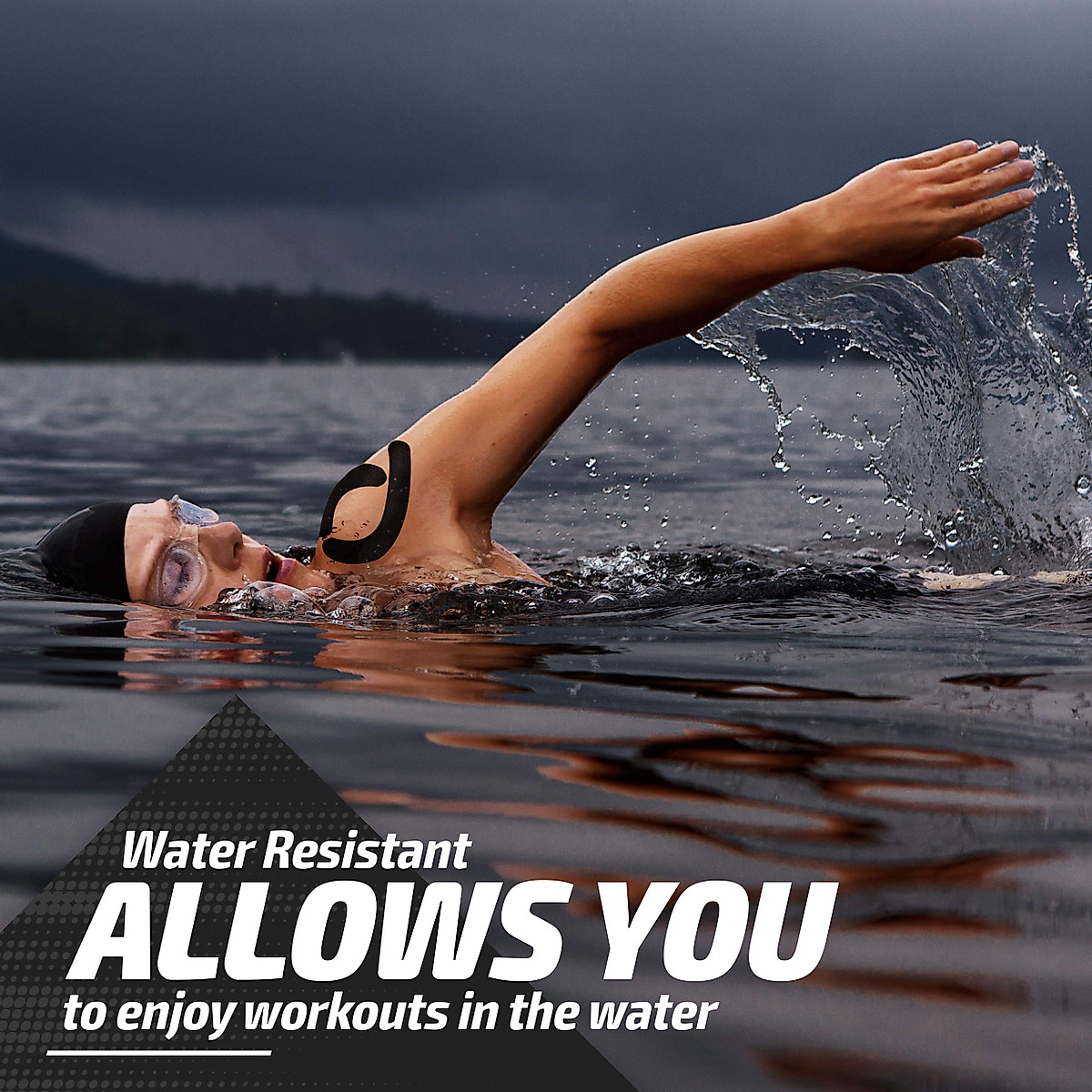 Physix Gear Kinesiology Tape Pro - Waterproof Physio Sports Tape for Pain & Injuries, Pregnancy, Muscle, Knee, Joint Support, Swelling, Strain Relief, Enhanced Blood Circulation (Black, 1 Roll)