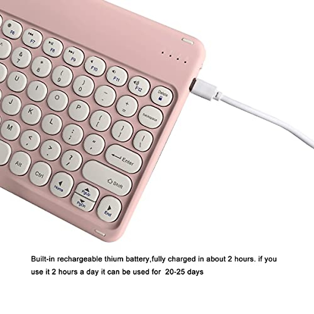 ElecMosWN Urtra Slim Bluetooth Keyboard for iPad Mac,Compact Rechargeable Wireless Keyboard for iPad,iPad Pro/Mini/Air,iPhone,MacBook,Windows Laptop Surface Pro Android Tablet Smartphone(Pink)