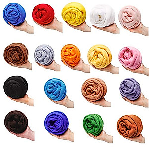 Jupean 3.53oz Wool Roving Yarn, Fiber Roving Wool Top, Wool Felting Supplies, Pure Wool, Chunky Yarn, Spinning Wool Roving for Needle Felting Wet Felting DIY Hand Spinning