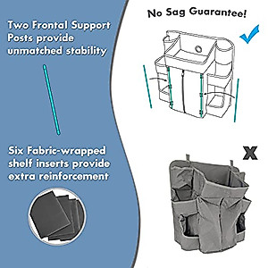 Llama Bella Premium Nursery Organizer and Baby Diaper Caddy | Hanging Diaper Organizer for Baby Essentials | Diaper Organizer for Crib, Changing Table or Playard | Baby Crib Storage Organizer (Grey)