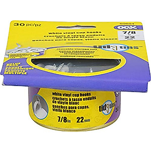 OOK 50684 7/8-Inch 30 Pieces White Vinyl Mug Hooks Tidy Tins 30 pcs