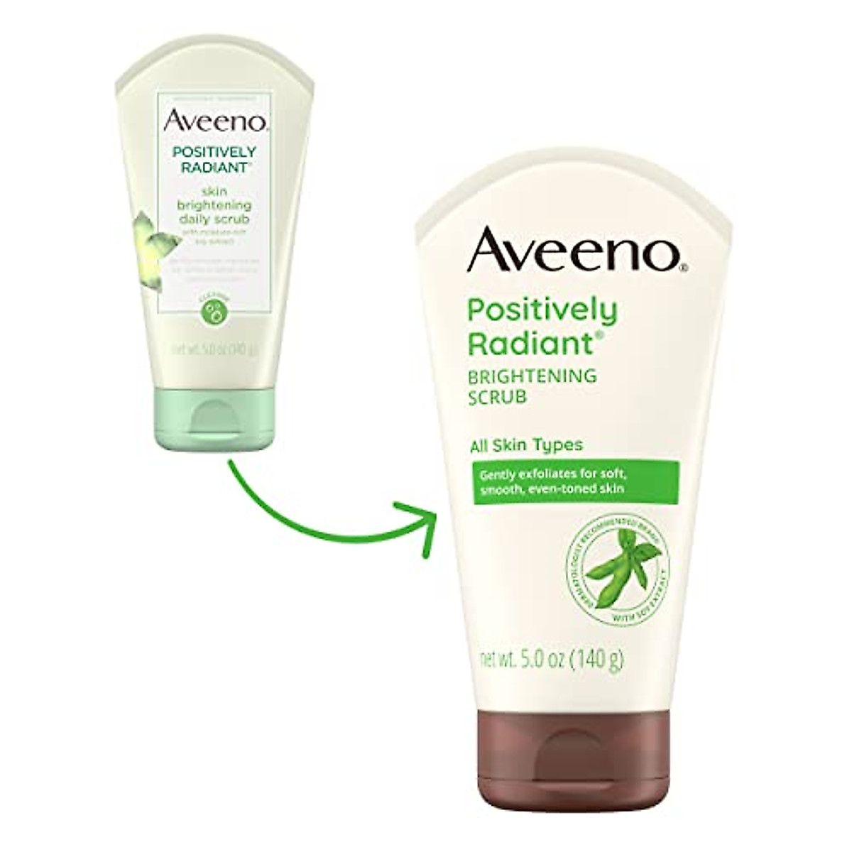 Aveeno Positively Radiant Skin Brightening Exfoliating Daily Facial Scrub, Moisture-Rich Soy Extract, helps improve skin tone & texture, Oil-& Soap-Free, Hypoallergenic, 5 oz