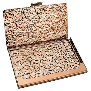 YOBANSA Stainless Steel Sculpture Rose Gold Business Card Holder Credit Card Holder Name Card Case Business Card Case for Men and Women (Rose gold 02)
