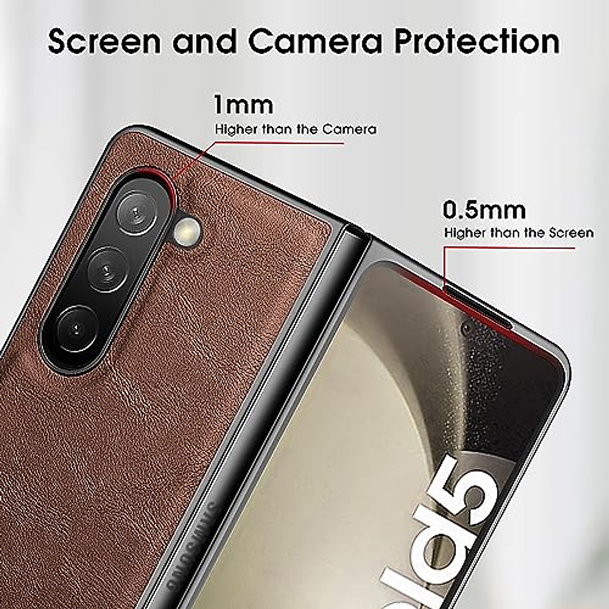 X-level Samsung Galaxy Z Fold 5 Case, Thin Slim Premium PU Leather Phone Cover Bumper Shockproof Protection Folding Phone Case for Galaxy Z Fold 5 5G, 2023 - Brown