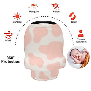 Nursing Cover Breastfeeding Scarf Pink Cow Print- Baby Car Seat Covers, Stroller Cover, Carseat Canopy(7ya1a)