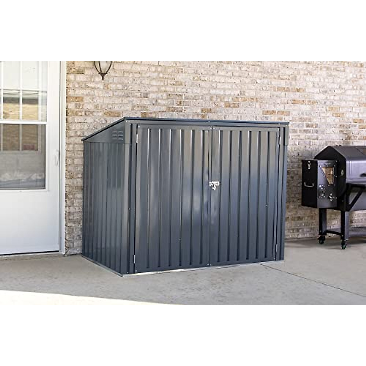 Cover-It 6x3 Metal Outdoor Galvanized Steel Storage Shed with Swinging Lockable Doors for Backyard or Patio Storage of Trash Cans, Bikes, Supplies, Tools, Toys, for Lawn, Garden, Camping, Charcoal