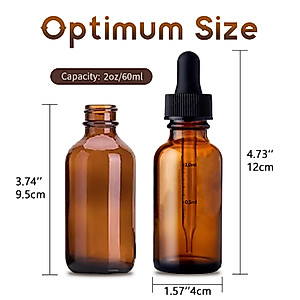 ZBCCEOB 24 Pack Frosted Black Dropper Bottles, 2oz/60ml Glass Tincture Bottles with Measured Eye Dropper, Leak Proof Travel Bottles for Essential Oils/Chemistry Lab Chemicals/Colognes & Perfumes