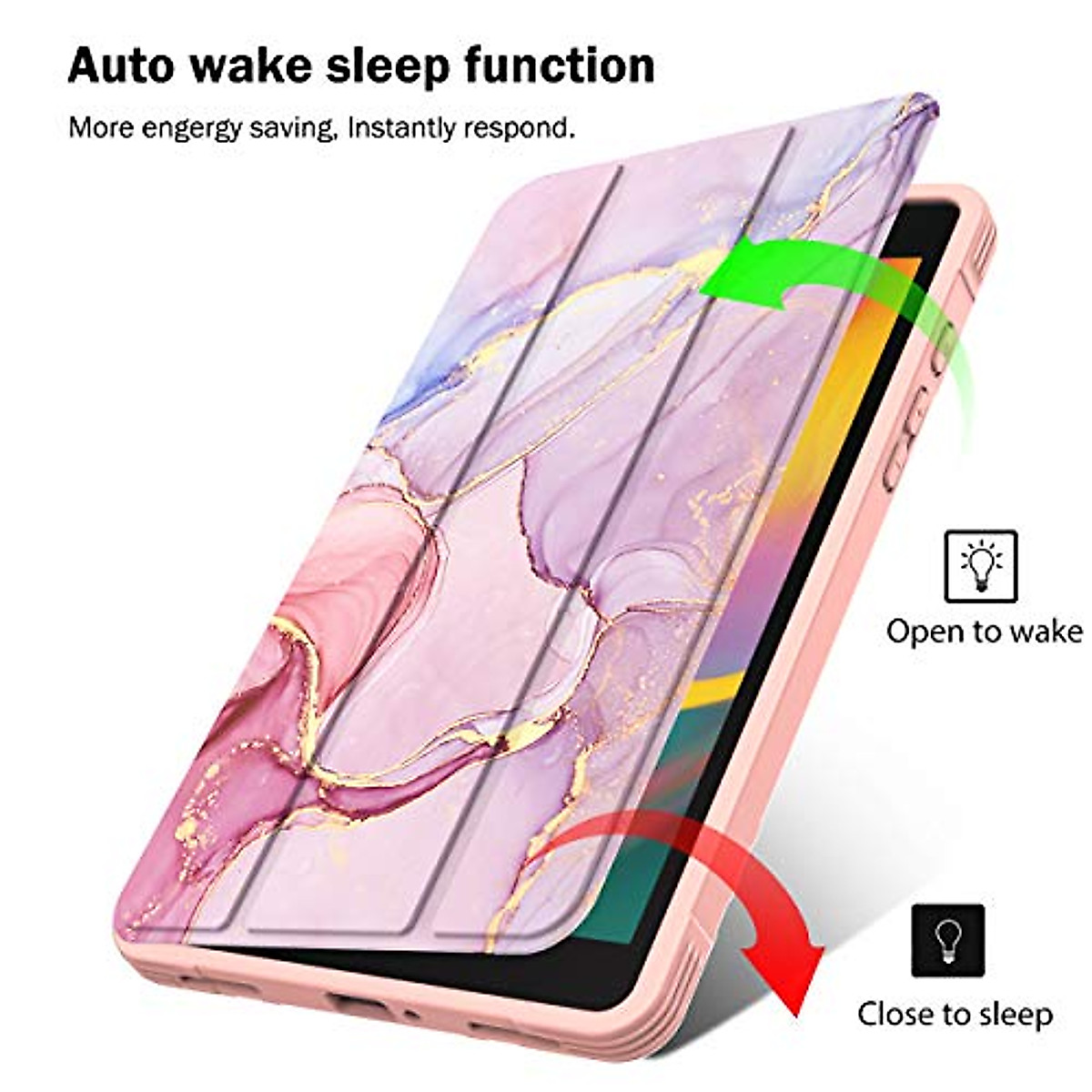 PIXIU compitable with Samsung Galaxy Tab A 8.0 2019 Case T290 T295, Slim Lightweight Stand Folio PU Leather Case for Tab A 8.0 2019 without S Pen Model SM-T290 (Wi-Fi) SM-T295 (LTE) (Purple Marble)