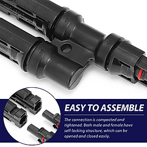 10 Pairs Solar Branch Connectors Y Connector Waterproof Solar Panel Connector Solar Wind Power Parts and Accessories for Parallel Connection Between Solar Panels