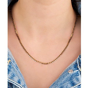 Barzel Mariner Chain Necklace for Women, 18K Gold Plated Mariner Chain (20 Inches, 3MM Gold)