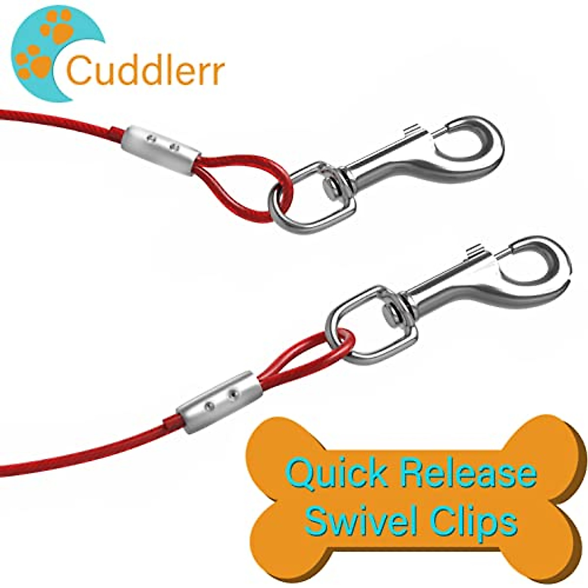 20ft Dog Tie Out Cable for Dogs, 16" Chrome Plated Anti Rust Stake, Great for Camping or The Garden, Suitable for Harness, Leash & Chain Attachments